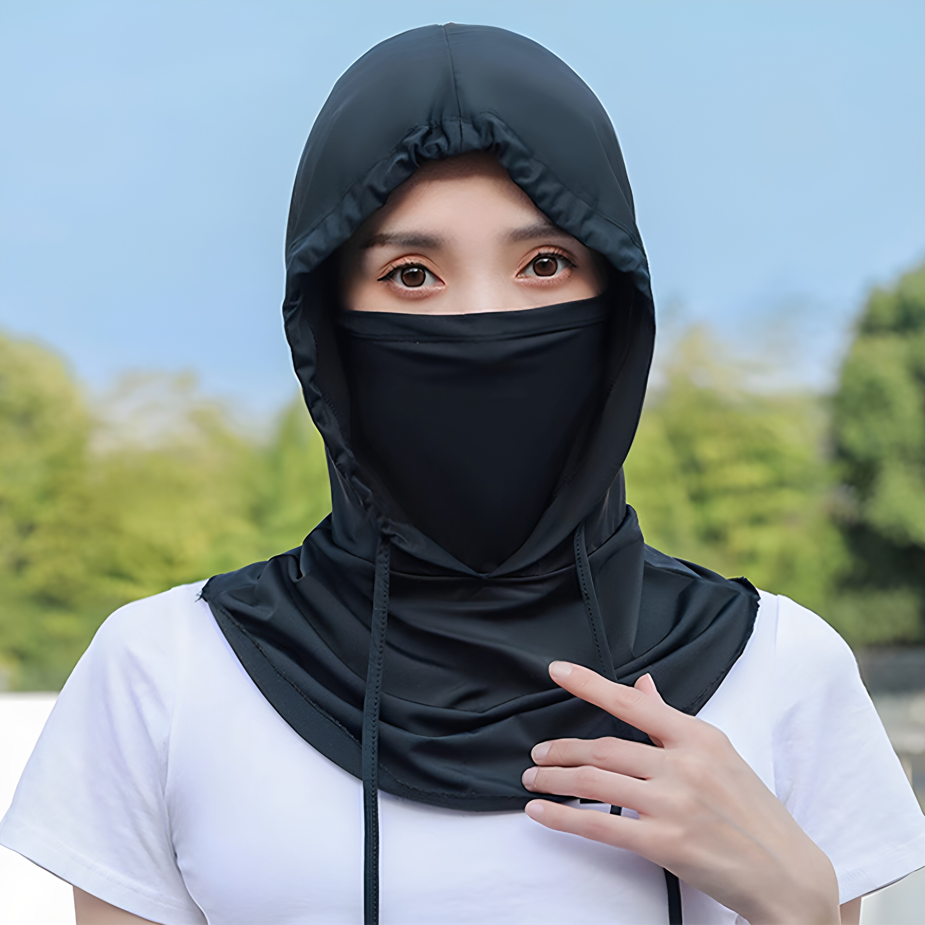 户外冰丝防晒面罩女夏季防紫外线遮全脸护颈围脖骑行遮阳一体头套