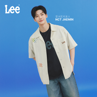 【NCT JAEMIN同款】Lee商场款26新品舒适水彩格纹印花男短袖衬衫