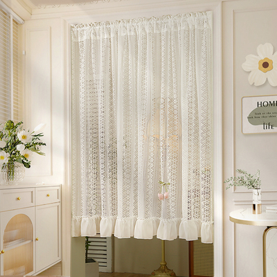 法式门帘布艺蕾丝厨房卧室卫生间隔断帘客厅半遮挡隐私帘子免打孔