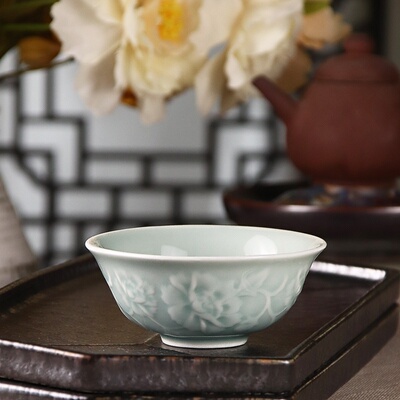 青瓷茶杯普洱茶杯110毫升