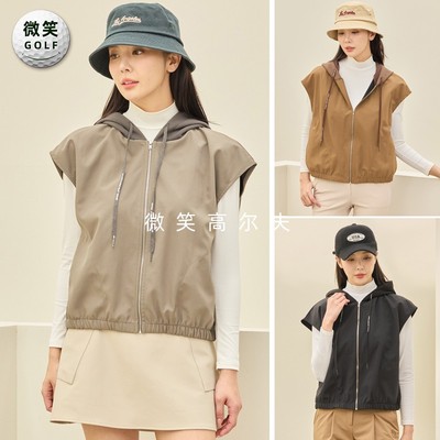 高尔夫女士连帽拉链宽松运动马甲