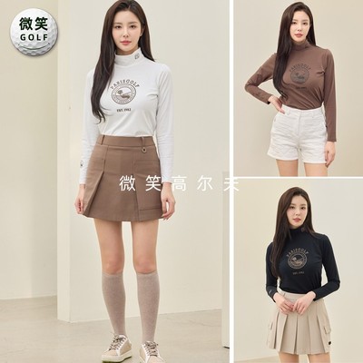 高尔夫女高领字母柔软长袖打底衫