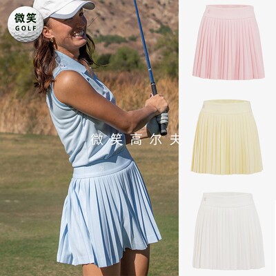 2025夏韩国代购FairLiar高腰时尚高尔夫P-line女百褶半身短裙GOLF