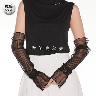 2026夏季新款韩国代购FairLiar蝴蝶结褶皱高尔夫臂套女士防晒袖套