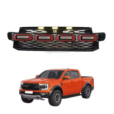 适用于2023年福特RANGER RAPTOR皮卡改装前脸带灯中网水箱罩装饰