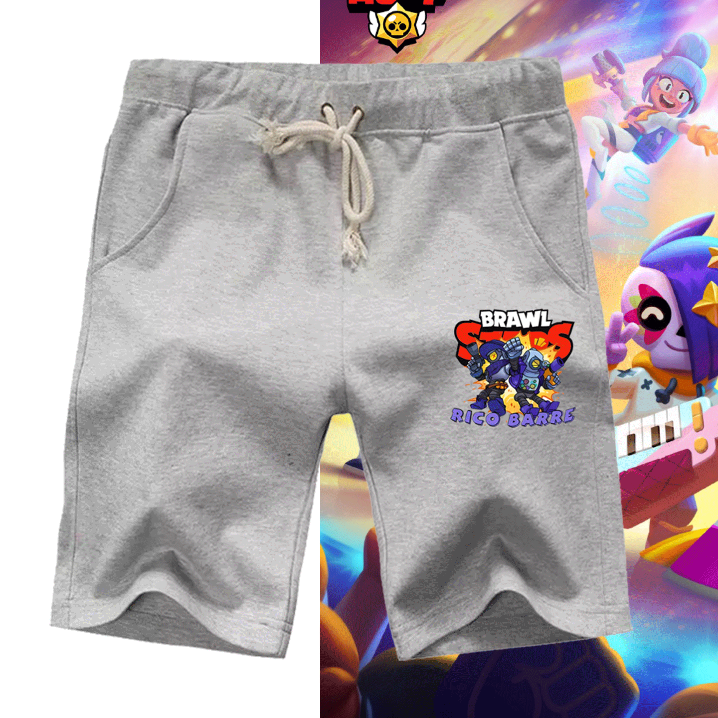 荒野乱斗BrawlStars联名斯派克里昂夏男女情侣可定制五分运动短裤