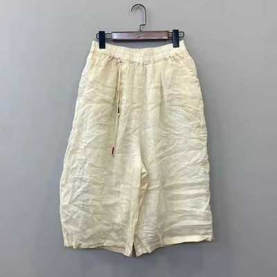 洋气流苏抽绳苎麻直筒裤