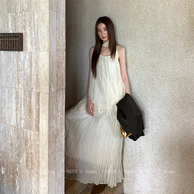 BestU纯色秋季压褶新款半身裙