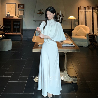 TCCW清冷感吊带斗篷两件套长裙女