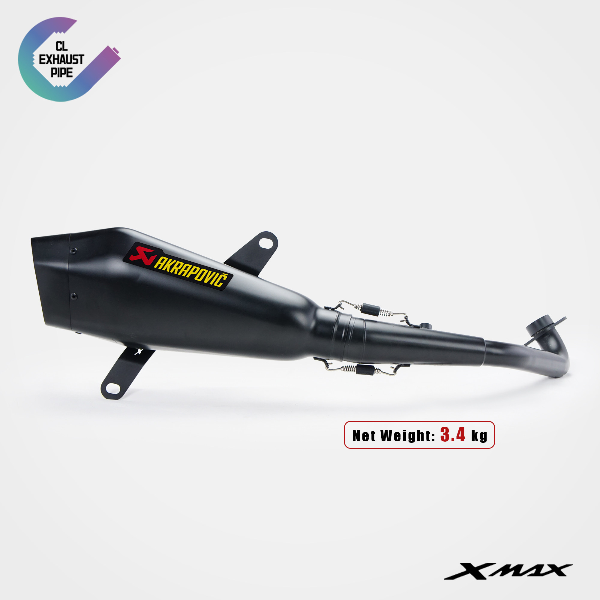 适用于YAMAHA雅马哈X-MAX300改装全段黑色不锈钢牛腿摩托车排气管