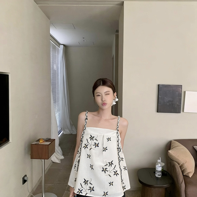 新款法式复古高级感重工刺绣设计百搭无袖小衫2189