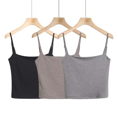 蕾丝拼接方领双层欧美风吊带背心