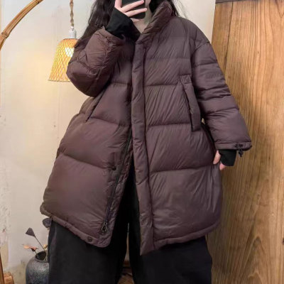立领中长款简约风蓬松感羽绒服女