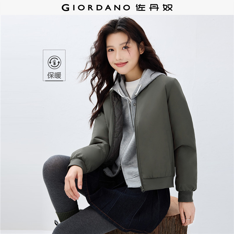 佐丹奴棒球服女新款保暖棒球领棉衣甜酷飞行员夹克外套女13372829