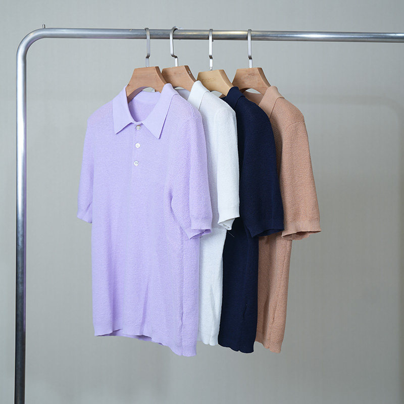 PAMIR秋冬女POLO领亚麻棉针织衫 PZ210