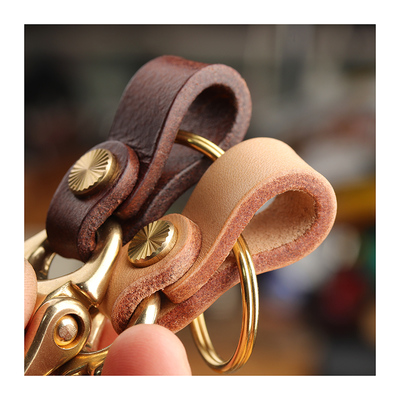 牛皮车钥匙防磨损连接扣 真皮配纯铜海军扣汽车钥匙链接扣