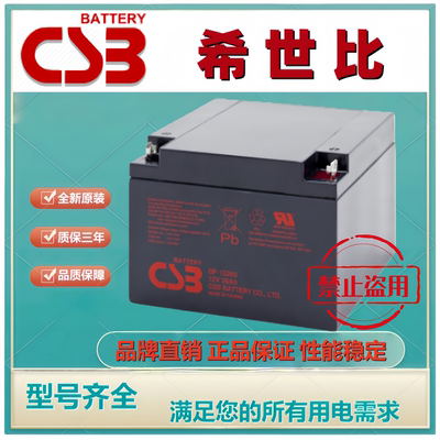 CSB希世比蓄电池GP12260 12V26AH机房医疗船舶工业铁路后备电源