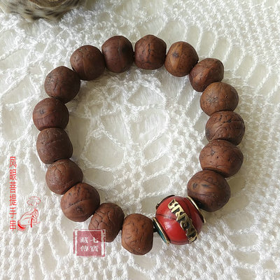 西藏原创尼泊尔手工老凤眼菩提手串手链文玩念珠佛珠六字真言念珠