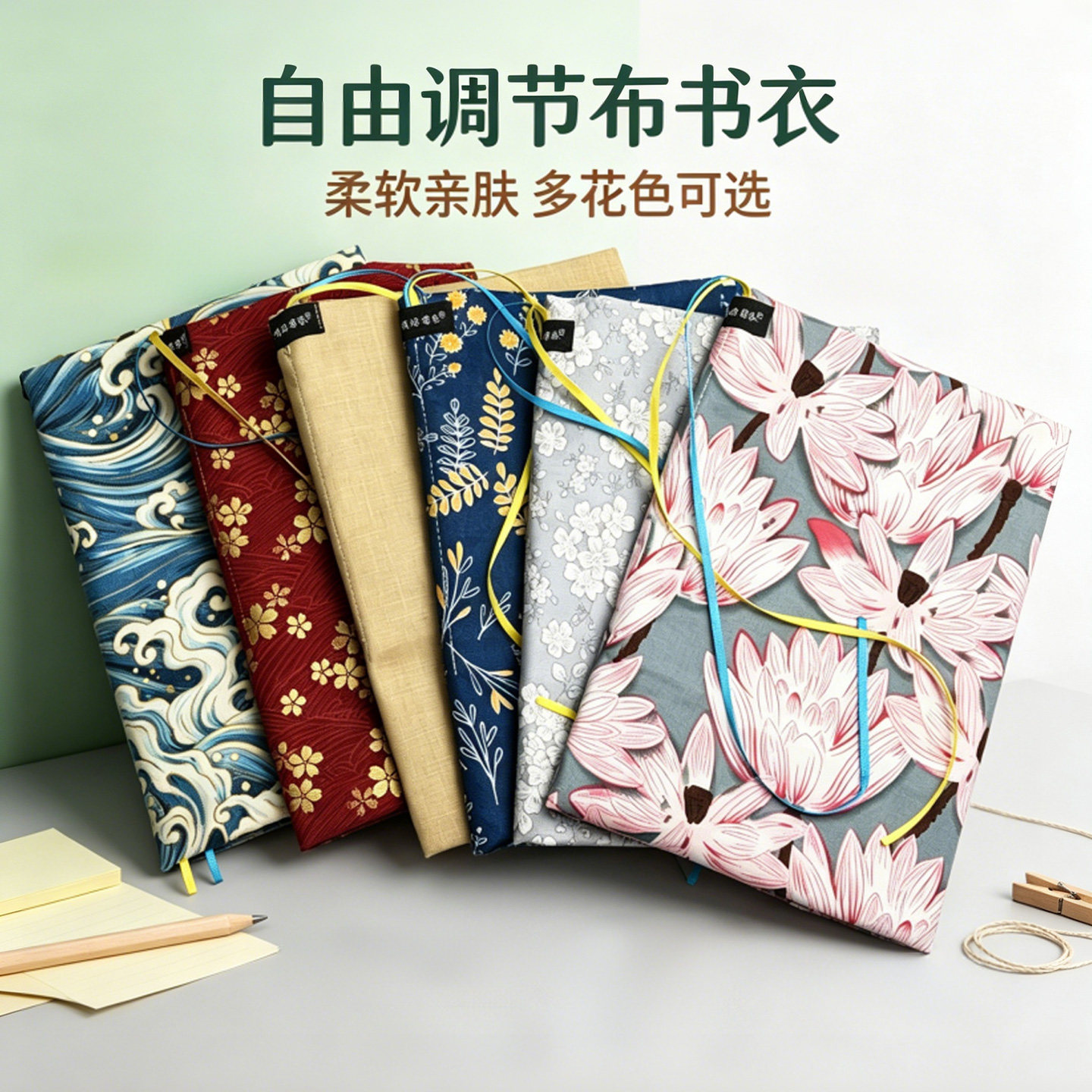 大小通用书衣 长宽厚可调节 可伸缩封皮布书套 布书衣 书封套书皮