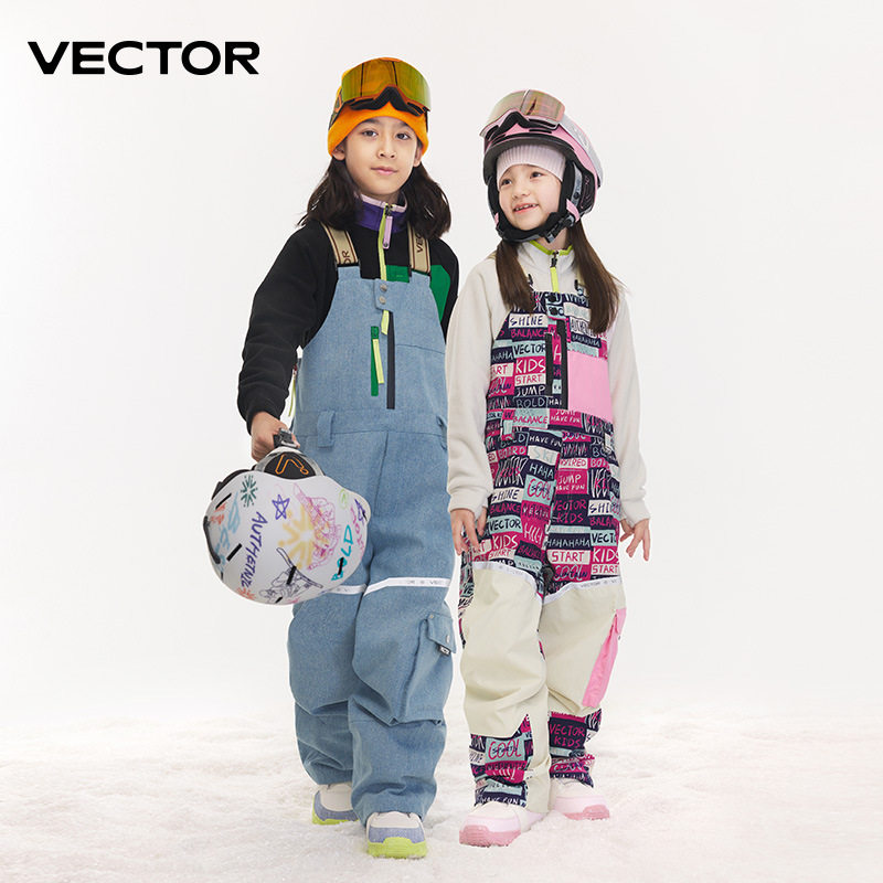 VECTOR儿童背带裤男童连体滑雪裤防水加厚保暖户外中大童雪地裤