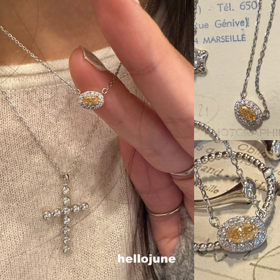 hellojune 925银 蛋黄椭圆项链锁骨链