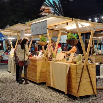 户外折叠展示架木质移动夜市