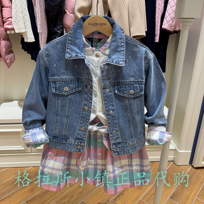 衣恋童装正品春女童刺绣牛仔外套