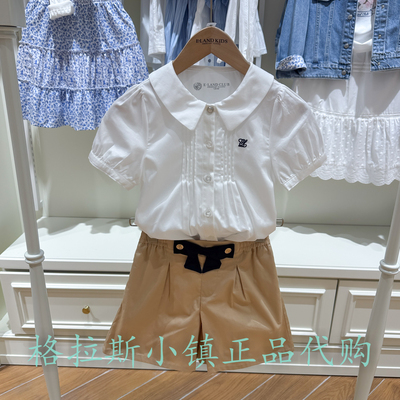 衣恋童装正品夏女童学院短袖衬衫