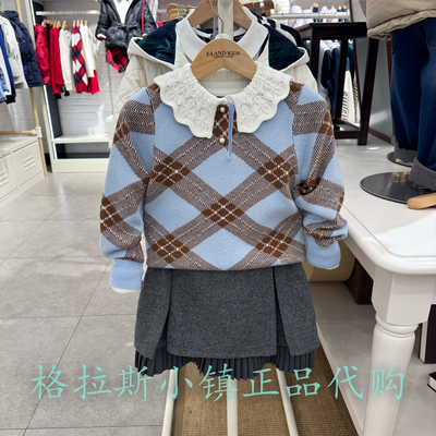 衣恋童装正品冬女童花边领毛衣