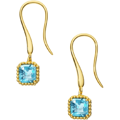 Zbird天然托帕石925银镀金耳钉