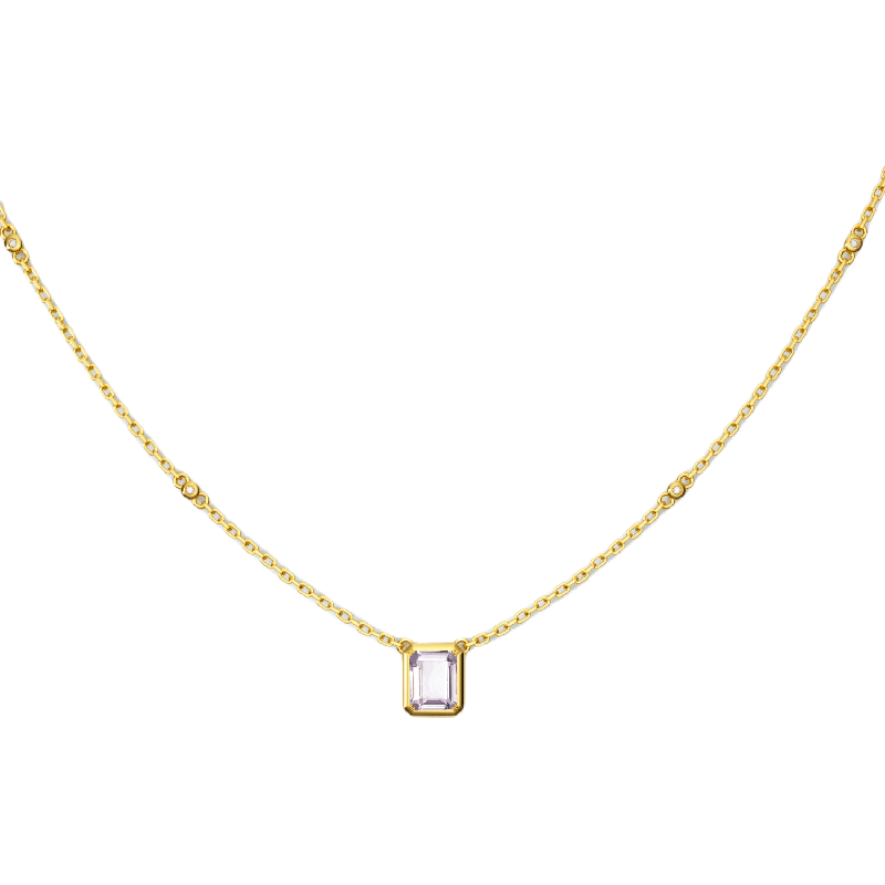 Zbird天然紫水晶925银镀金套链