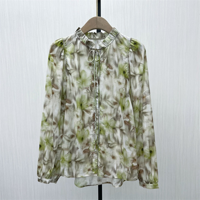 香●2025秋季新品 法式碎花长袖衬衫女小众气质别致打底上衣1146