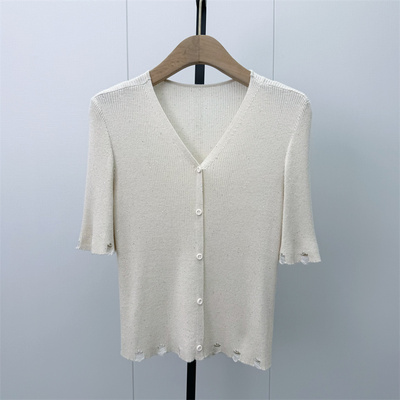 迪●2026秋季新品 v领针织衫女气质弹力修身显瘦简约上衣5057