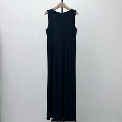 良月●2026春季新品 无袖背心连衣裙女宽松休闲简约打底T恤裙9407