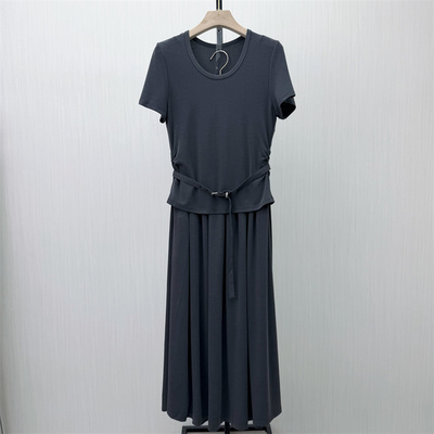 S●2026夏季新品 休闲套装女简约修身短袖T恤伞裙半身裙两件套319