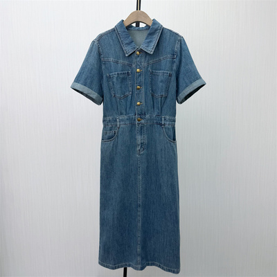 良月●2026夏季新品 牛仔连衣裙女简约休闲日常百搭显瘦长裙9594