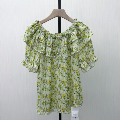 伊●2026夏季新品 一字领苎麻衬衫女气质小清新别致短袖上衣3538