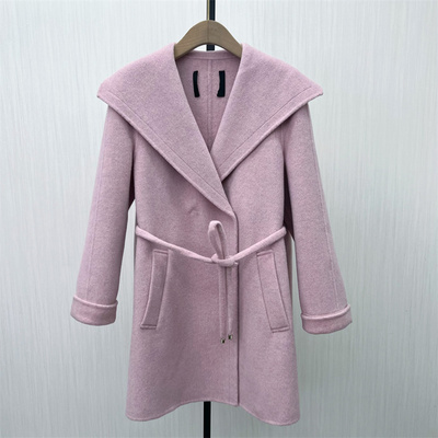 良月●2025冬季新品 绵羊毛呢子大衣女中长款气质双面呢外套8061
