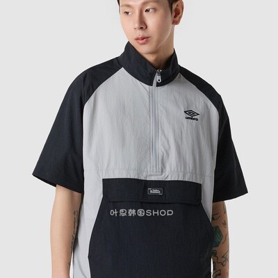 Umbro/茵宝正品2025夏季新款男女立领半拉链套头运动休闲短袖外套