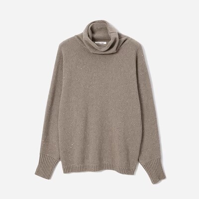 *WZT07207茉莉雅集 B*C珠片KVSS全羊绒自由舒适高领针织套衫毛衣