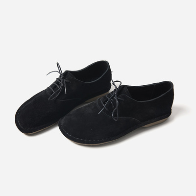 *ED09003 茉莉雅集 L0EW*E复古休闲舒适高丝光牛猄圆头系带单鞋女