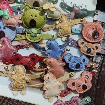 透彻2头层牛皮手工制作真皮卡通动物挂件包扣