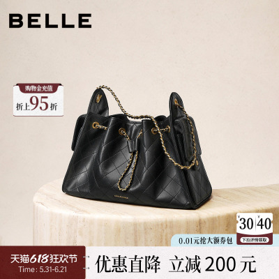 百丽女包新款小香风托特包
