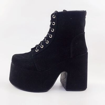 短靴金丝绒朋克lolita鞋超高跟