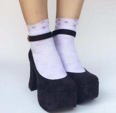 日系外贸杂志厂货高跟绒面黑色