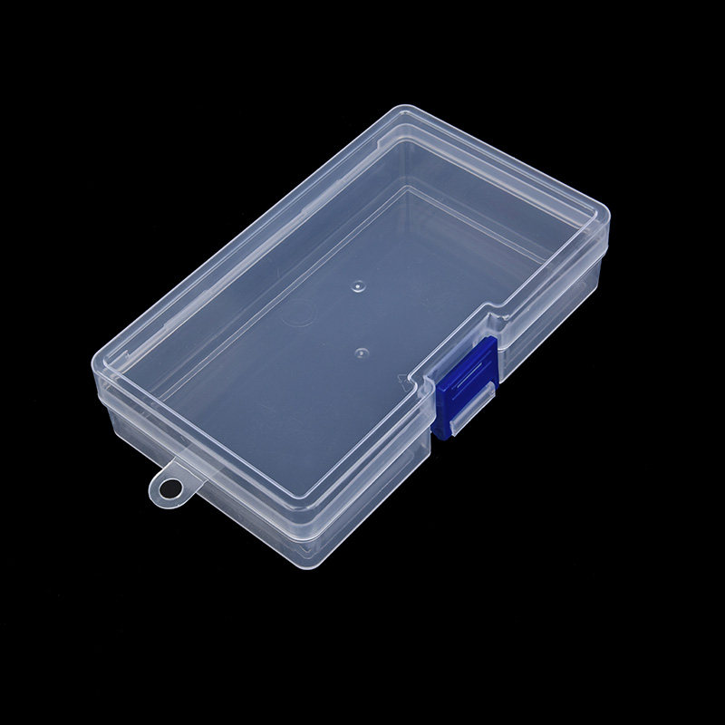 透明PP塑料包装盒145x85x33 电子零配件盒长方形蓝扣塑胶盒小盒子