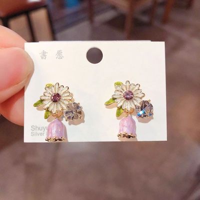 思慕琦气质合金女电镀花朵耳环