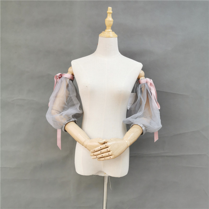 婚纱礼服配件配饰灰色伴娘礼服袖子泡泡袖公主袖纱袖可定制颜色