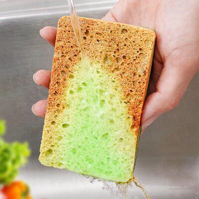 Wood pulp cotton dishwashing sponge, non-greasy sponge block