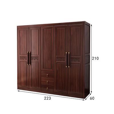 乌金木新中17820式实原橱木衣全柜卧室家用三四五对木开门大衣储